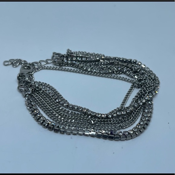Jewelry | Layered Silver Rhinestone Bracelet | Poshmark